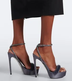 Rene Caovilla Embellished Satin Platform Sandals