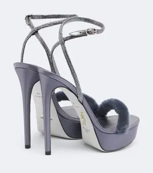 Rene Caovilla Embellished Satin Platform Sandals
