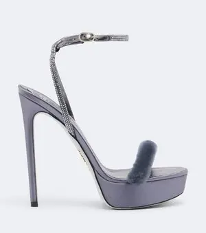 Rene Caovilla Embellished Satin Platform Sandals