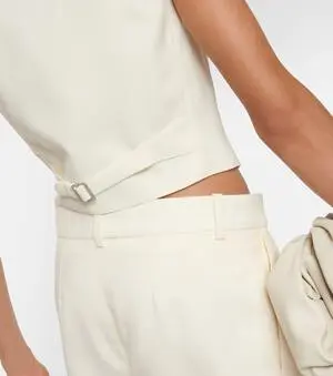 Wardrobe.NYC Cropped Wool Vest - White