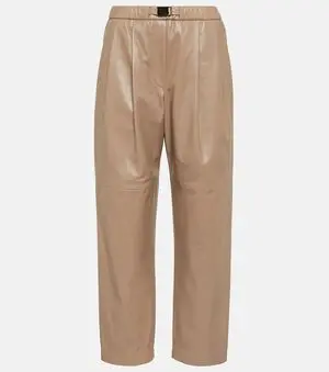 Brunello Cucinelli Mid-rise Leather Pants - Pink