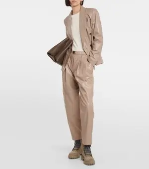 Brunello Cucinelli Mid-rise Leather Pants - Pink
