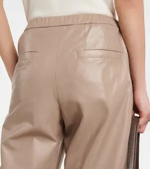 Brunello Cucinelli Mid-rise Leather Pants - Pink