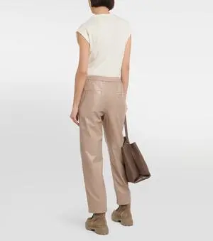 Brunello Cucinelli Mid-rise Leather Pants - Pink