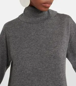 JIL SANDER Cashmere Turtleneck Midi Dress - Grey