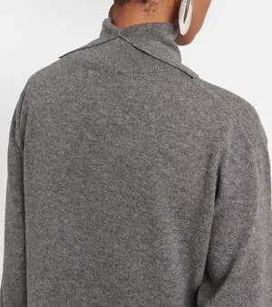 JIL SANDER Cashmere Turtleneck Midi Dress - Grey