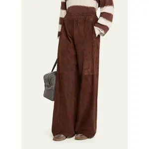 Brunello Cucinelli Suede Wide-leg Pull-on Pants