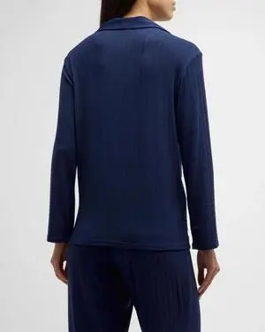 Eberjey Gisele Ribbed Long Pajama Set - Navy