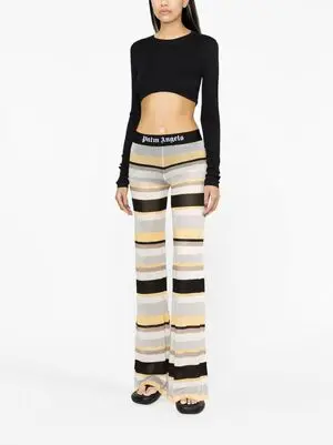 Palm Angels Fine-ribbed Cropped Long-sleeve Top