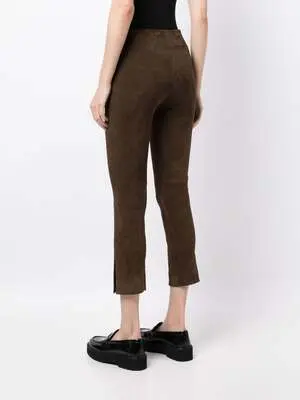 Vince Cropped Suede Trousers - Brown