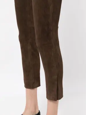 Vince Cropped Suede Trousers - Brown