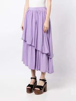 Ulla Johnson Layered Ruched Silk Skirt
