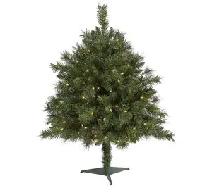 NEARLY NATURAL 3-ft Wyoming Mixed Pine Lit Chri Tmas Tree - One-color