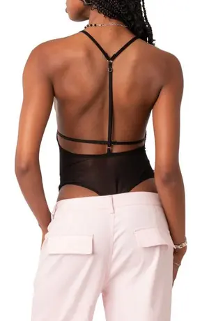 EDIKTED Alva Sheer Mesh Panel Bodysuit
