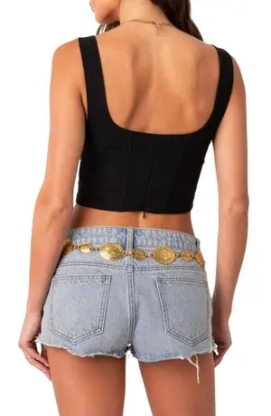 EDIKTED Genevive Tie Strap Corset Crop Top