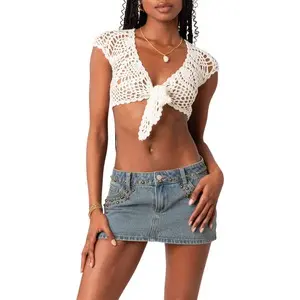 EDIKTED Rocco Crochet Crop Top