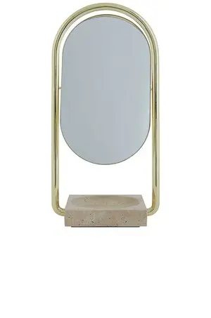 AYTM Angui Table Mirror In Metallic Gold - Travertine & Gold