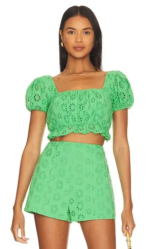 LOVERS AND FRIENDS Leah Eyelet Top - Green