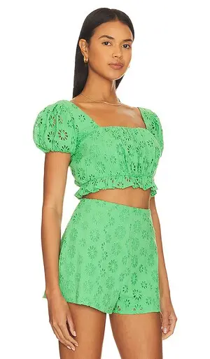 LOVERS AND FRIENDS Leah Eyelet Top - Green