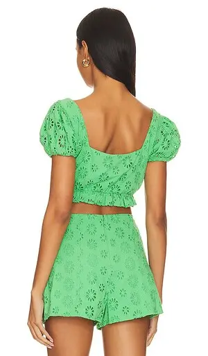 LOVERS AND FRIENDS Leah Eyelet Top - Green