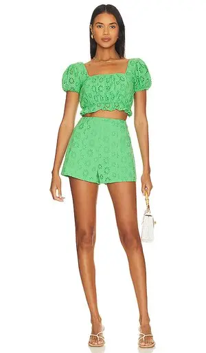 LOVERS AND FRIENDS Leah Eyelet Top - Green