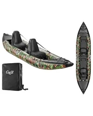 SERENELIFE Serenelife 2-Person Camo Inflatable Kayak Set - Nocolor