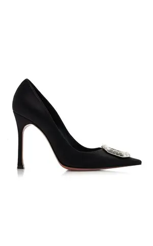 Amina Muaddi Camelia Satin Pumps - Black