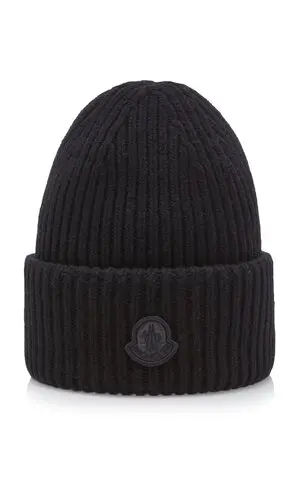Moncler Ribbed-knit Beanie - Black