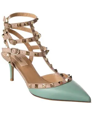 Valentino Garavani Valentino Rockstud Caged 65 Leather Ankle Strap Pump - Blue