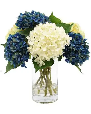 Creative Displays Creative Displays White, Blue, And Green Hydrangea Floral Arrangement - White
