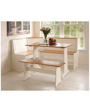 LINON Discontinued Linon Nooks Corner Nook, Table & Bench - White
