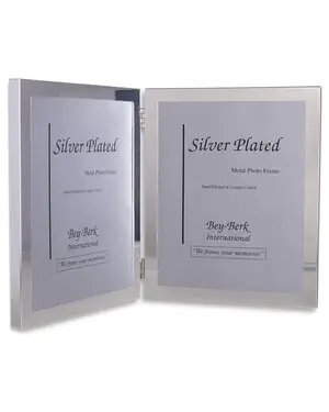 BEY-BERK Bey-Berk Clement Silver Plated Double 8X10 Frame - Silver