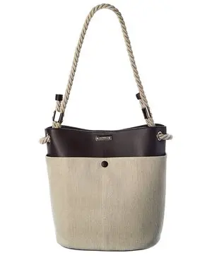 Chloé Chloé Key Medium Linen & Leather Bucket Bag - Grey