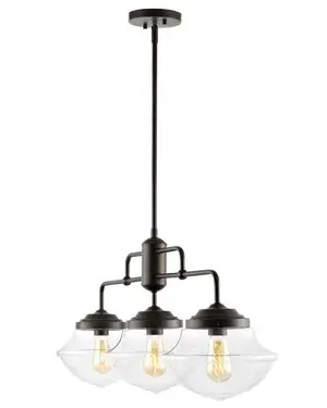 JONATHAN Y Jonathan Y Avery 37In 3-Light Industrial Farmhouse Rustic Iron/Glass Linear Led Pendant - Bronze