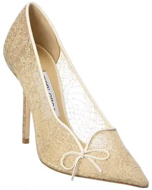 JIMMY CHOO Jimmy Choo Cibelle 100 Lace & Leather Pump - White
