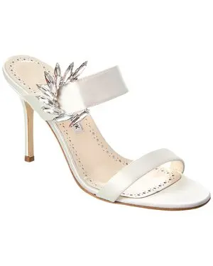 Manolo Blahnik Manolo Blahnik Chivela 90 Satin Sandal - White