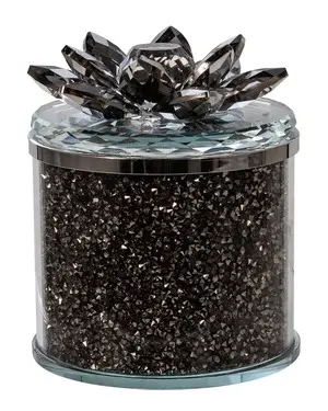 SAGEBROOK HOME Sagebrook Home Crystal Round Lotus Box - Black