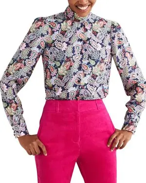 Boden Boden Silk Tie Neck Blouse - Nocolor