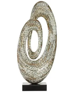 PEYTON LANE Peyton Lane Contemporary Abstract Gray Mother Of Pearl Sculpture - Gray