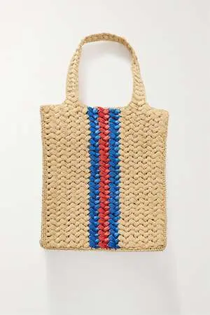 Gucci Embellished Leather-trimmed Crocheted Raffia Tote