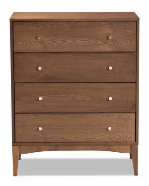 DESIGN STUDIOS Design Studios Landis Mid-Century Modern Ash Walnut Finished Wood 4-Drawer Chest - Brown