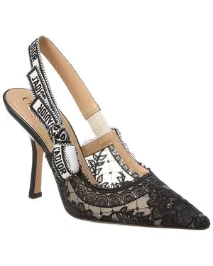 Dior Dior J'adior Lace & Leather Slingback Pump - Black