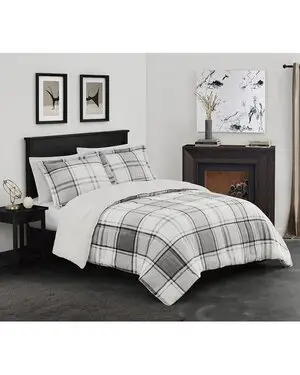 London Fog London Fog Ronnie Grey Plaid Grey Comforter Set - Grey