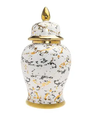 GODINGER Godinger Gold Marble Splatter Large Ginger Jar - White