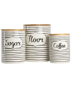 10 STRAWBERRY STREET Ten Strawberry Street Everyday Coffee, Sugar & Flour Canisters - Black/white