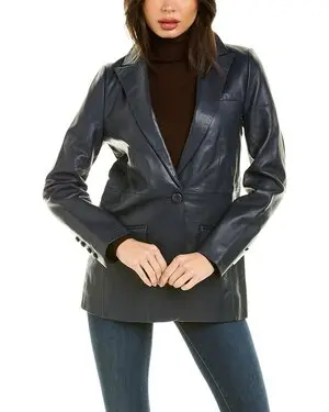 Walter Baker Walter Baker Mia Leather Blazer - Blue