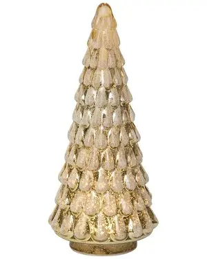 TRANSPAC Transpac Glass 10.04In Christmas Light Up Tree - Gold