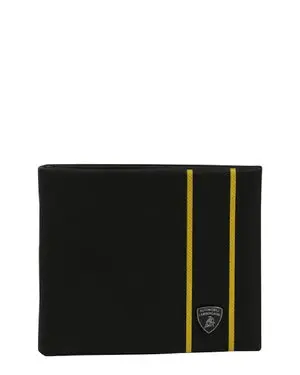 LAMBORGHINI Lamborghini Logo-Plaque Folded Leather Wallet - Black