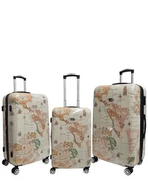 ADRIENNE VITTADINI Adrienne Vittadini World Maps Collection 3Pc Hardcase Luggage Set - Nocolor