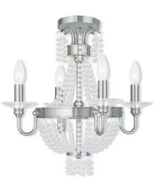 LIVEX LIGHTING Livex Valentina 4-Light Bn Mini Chandelier/Ceiling Mount - Nocolor